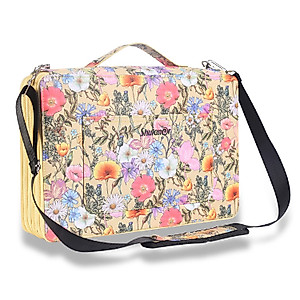Shulaner Colored Pencil Case 128 Large Slots Holds 384 Pencils or 256 Gel Pens with 4 Layer Zipper Closure High Capacity Pen Organizer for Painter or Artist Yellow Flower