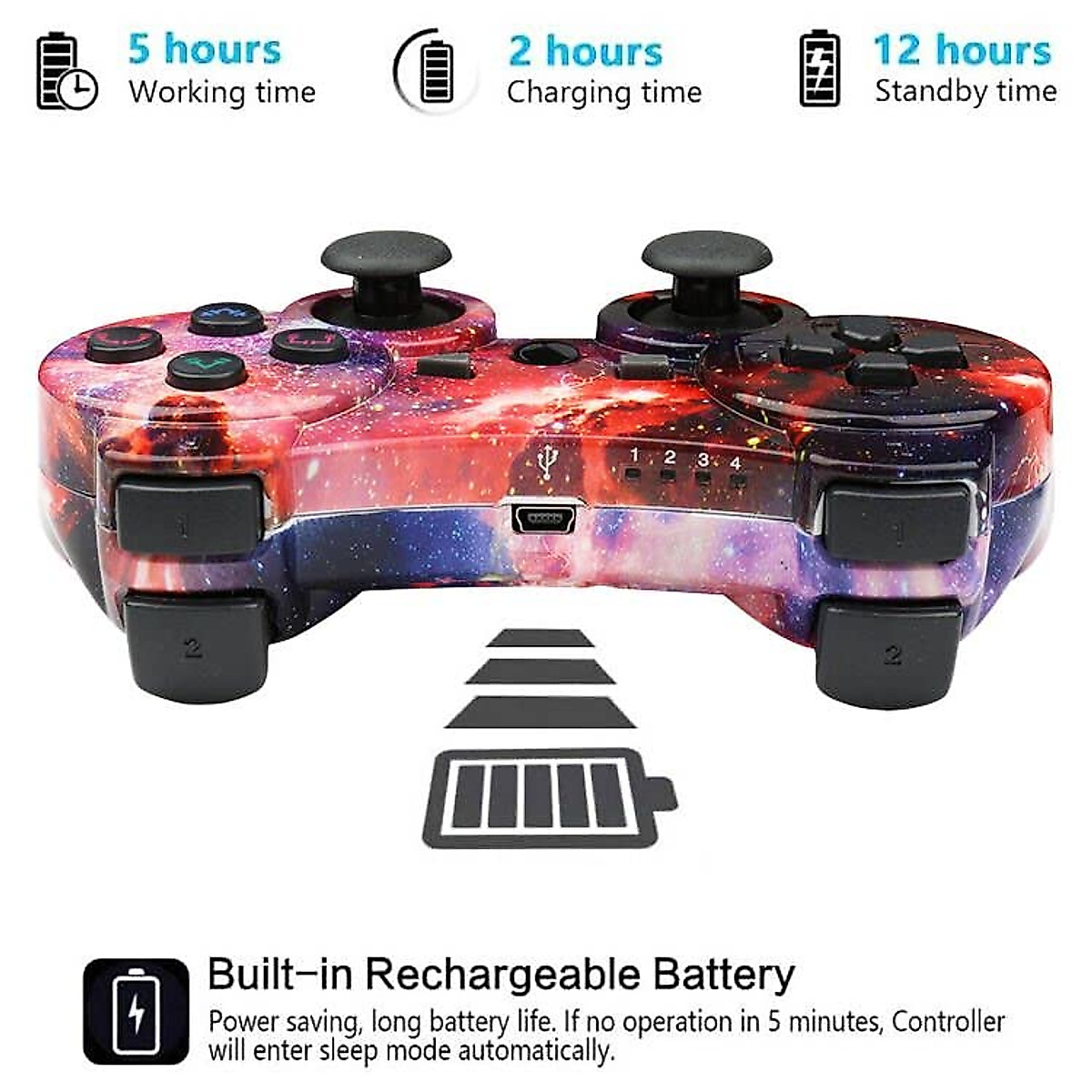 CHENGDAO Wireless Controller Compatible with Playstation 3 with High Performance Motion Sense Double Vibration and Charging Cable