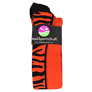 Crazy Socks with Safari Tiger Stripes Over the Calf Socks (Orange/Black, Small)