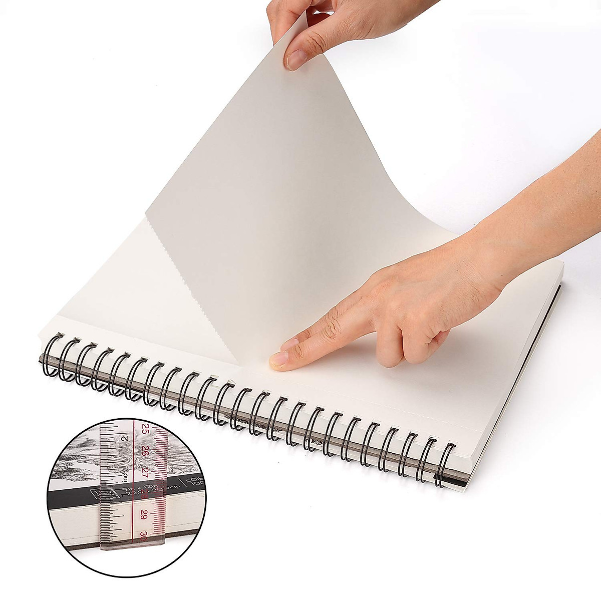 AGPTEK Sketch Book, Art Sketch Book 9''X12, 2 Packs (68lb/100g), Spiral Bound with Easy-to-Remove Pages, Great for Artists, Writers & Illustrators
