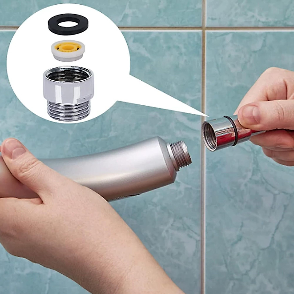 AUXBC 1Inch 8PCS Shower Filter Gaskets+8PCS Rubber Washers, Seal Faucet Washers, O Ring Hose Gasket Filter Net Shower Head Gasket Rubber Washer for Water Faucet Shower Garden Hose Connector