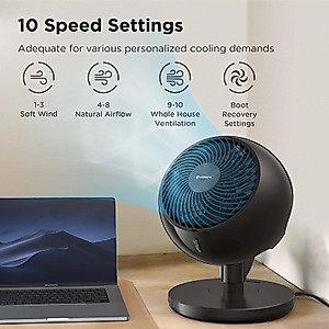 AIRMATE Large Air Circulator Fan for Bedroom, 120°+90°Oscillating Fan with Remote, 12in Quiet Cooling Fans, High Velocity Floor Fan with Timer, 10 Speeds DC Fan for Home, Office, Dorm (Black)