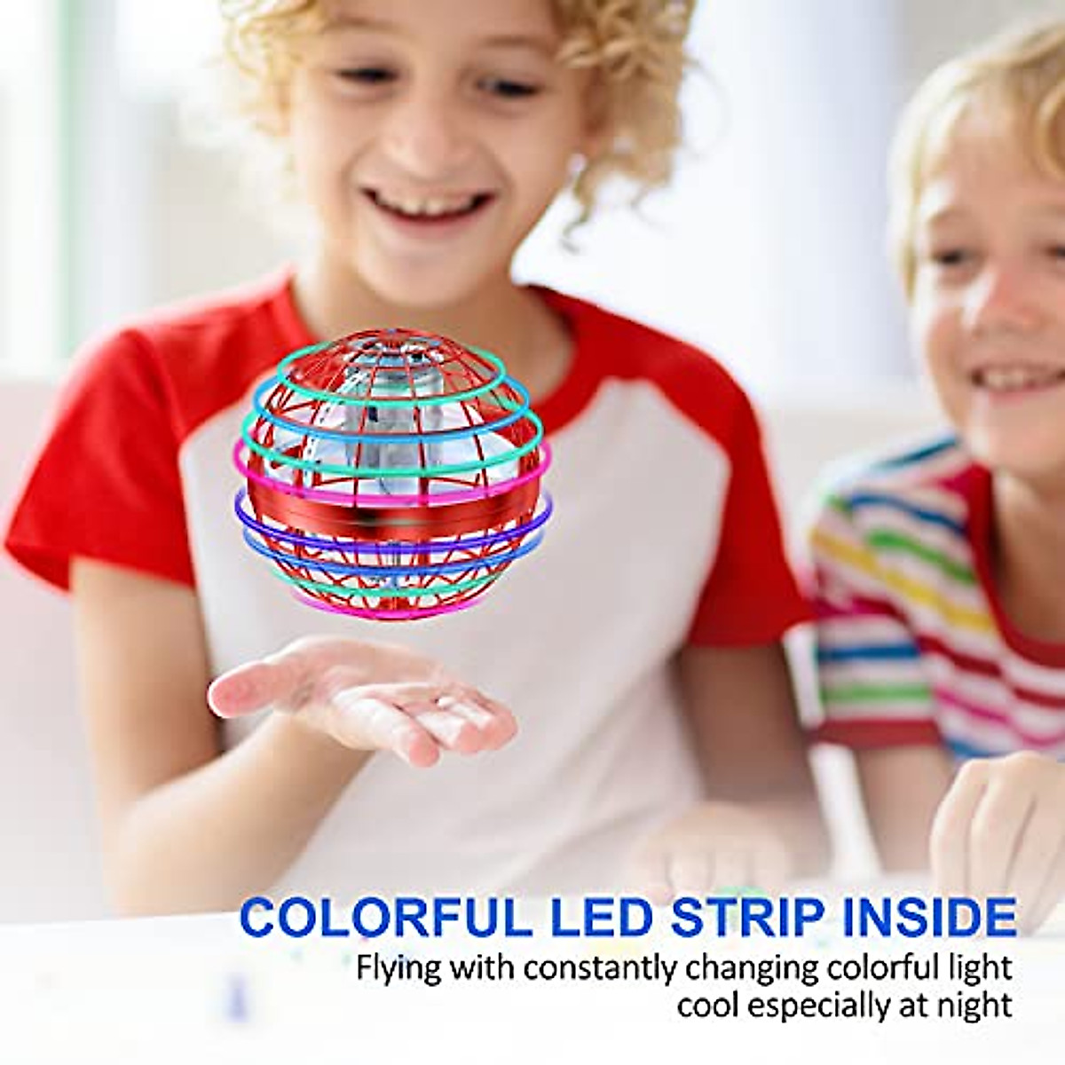 Flying Orb Ball Toys Soaring Hover Pro Boomerang Spinner Hand Controlled Mini Drone Globe Shape Spinning, Safe for Adults Kids Indoor Outdoor by Lematrix (Red)