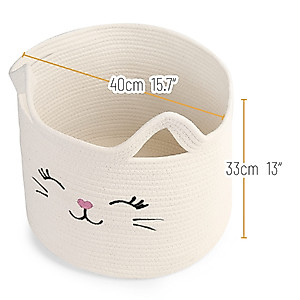 LotFancy Dinosaur Basket for Boys, Cotton Rope Storage Basket for Kids, with Handles, Pets Cats Dogs Toy Holder Container, 15.7x13'' H Cute Animal Laundry Hamper