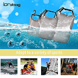 IDRYBAG Clear Dry Bag Waterproof Floating 2L/5L/10L/15L/20L, Lightweight Dry Sack Water Sports, Marine Waterproof Bag Roll Top for Kayaking, Boating, Canoeing, Swimming, Hiking, Camping, Rafting