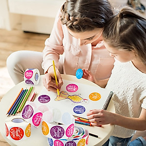 Qpout Thank You Stickers 1.5 inch, Colorful Thank You Stickers, 500 Pieces Thank You Stickers Small Business, Thank You Stickers for Packaging, Red Green Blue Orange Purple Thank You Sticker, 1 Roll