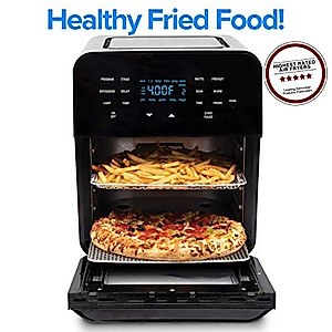 NUWAVE BRIO 14-Quart Large Capacity Air Fryer Oven with Digital Touch Screen Controls and Integrated Digital Temperature Probe; 3 Heavy-Duty NEVER-RUST Stainless Steel Mesh Racks (Renewed)