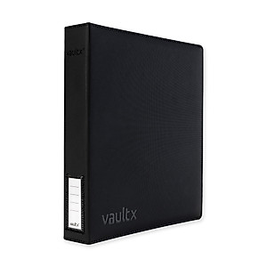 Vault X Premium Exo-Tec 3 Ring TCG Binder for 9 Pocket Trading Card Pages - 30+ Page Capacity Easy Open 3 D-Ring Clip Binder for TCG CCG Photo Cards (Slim, Black)