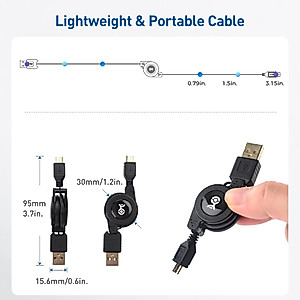 Cable Matters 2-Pack Retractable Micro USB Cable - 2.5 Feet