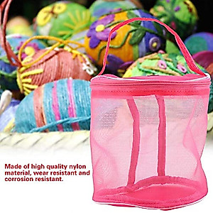 Knitting Bag for Yarn Storage, Oxford Cloth Woven Crocheting Organizer Holder Hollow Mesh Cylinder Crochet Wool Small Accessories Container Tool (Rose Red)