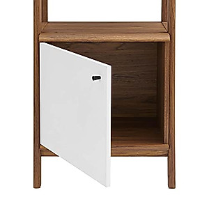 Modway Bixby Bookshelf Display Case, 21 Inch, Walnut White