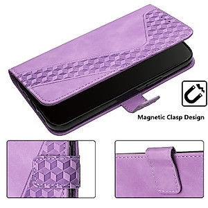 ONV Wallet Case Compatible with Samsung Galaxy S9 Plus - Cube Skin Flip Phone Case with Wrist Strap Card Holder Magnet Leather + Inner Shell Flip Stand Cover for Samsung Galaxy S9 Plus [HX] -Purple