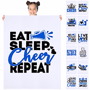 VitalCozy 12 Pcs Cheer Blanket Bulk 50'' x 40'' Cheer Gifts Cheerleading Gifts Soft Flannel Cheerleader Blanket Throw Blanket Summer Blankets for Cheer Team Competition Gifts(Blue)