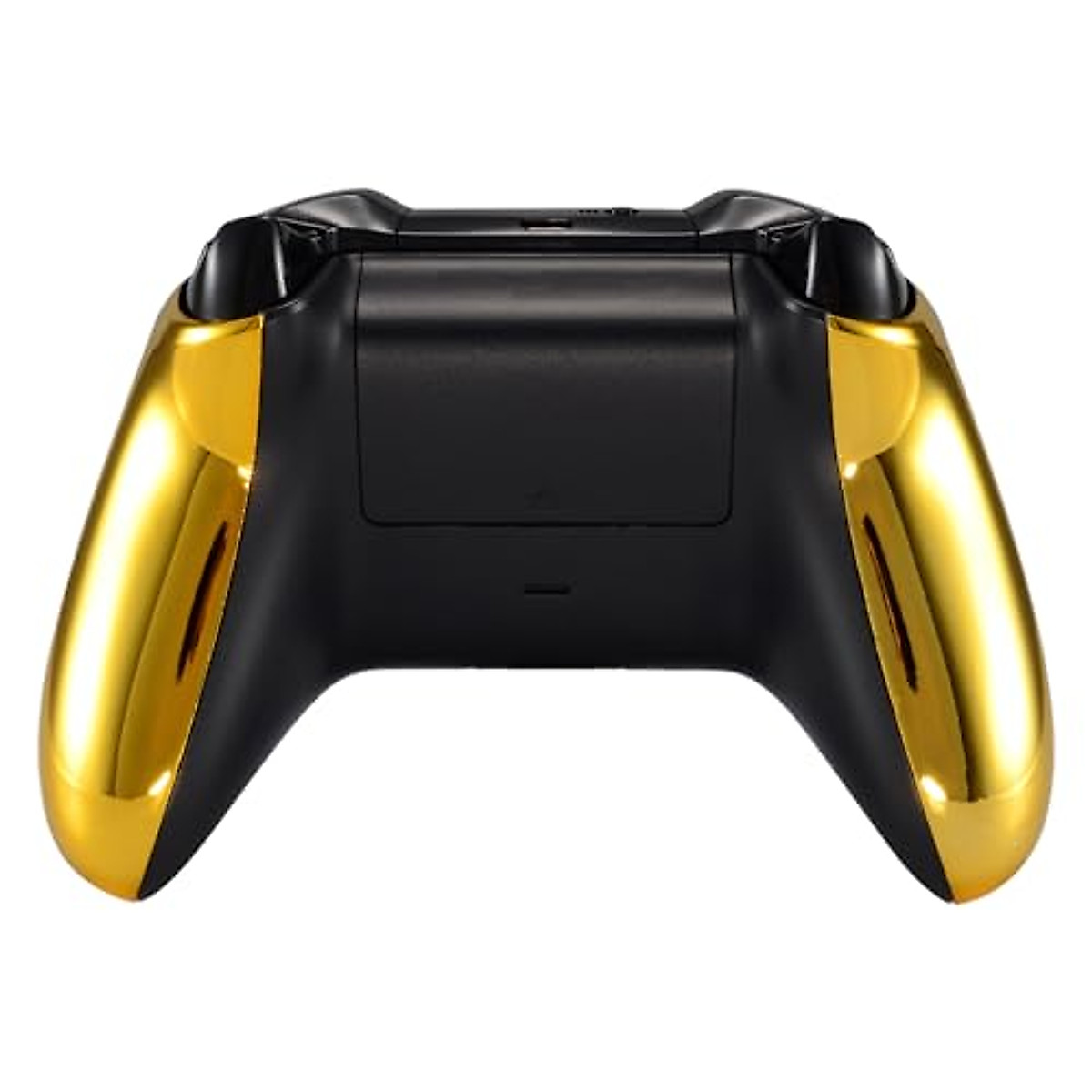 eXtremeRate Chrome Gold Top Shell Front Housing Faceplate Replacement Parts with Side Rails Panel for Xbox One X & One S Controller (Model 1708)