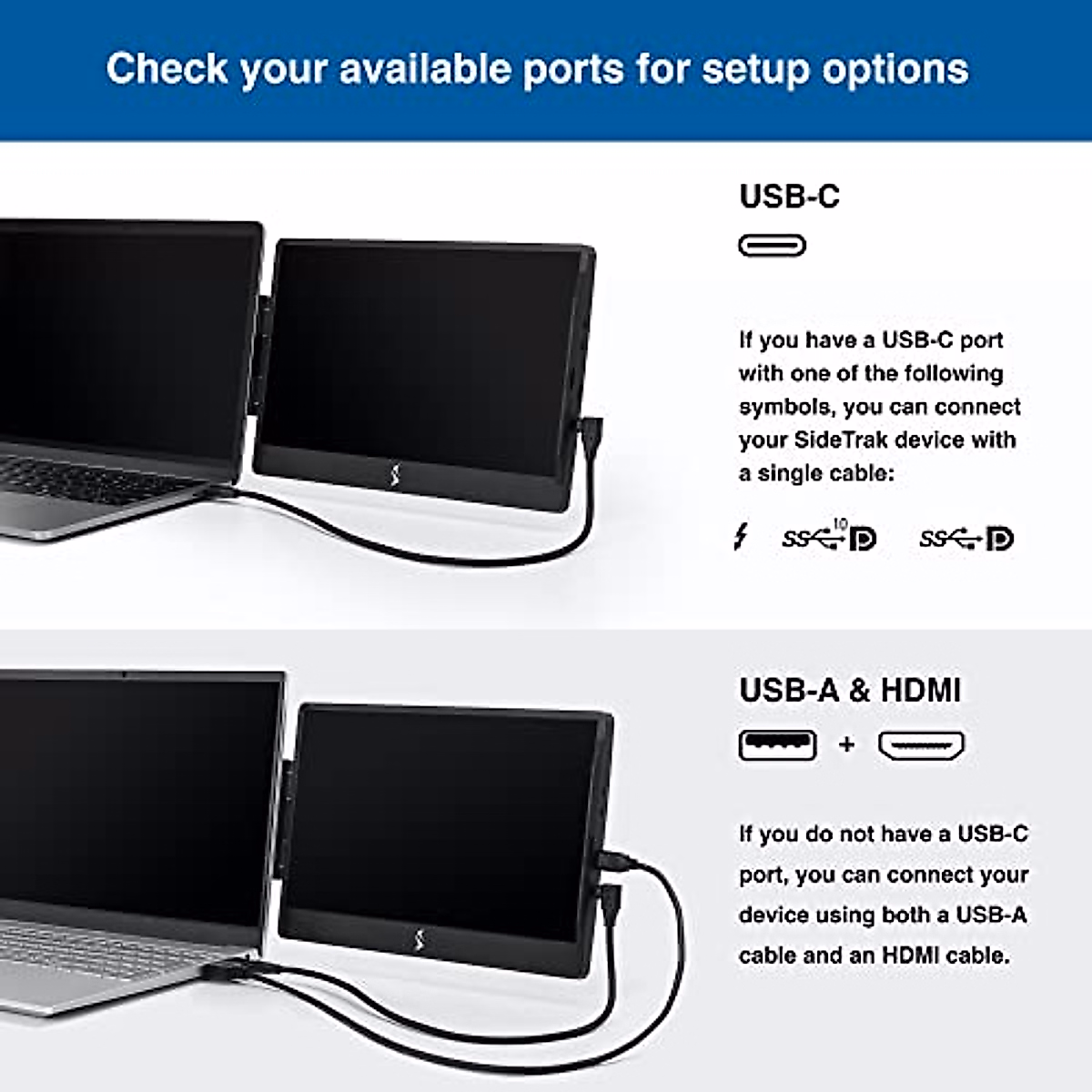 SideTrak Swivel 12.5" Patented Attachable Portable Monitor for Laptop | FHD IPS Dual Screen with 13” Protective Case | Mac, PC & Chrome Compatible | Fits All Laptops | Powered by USB-C or Mini HDMI