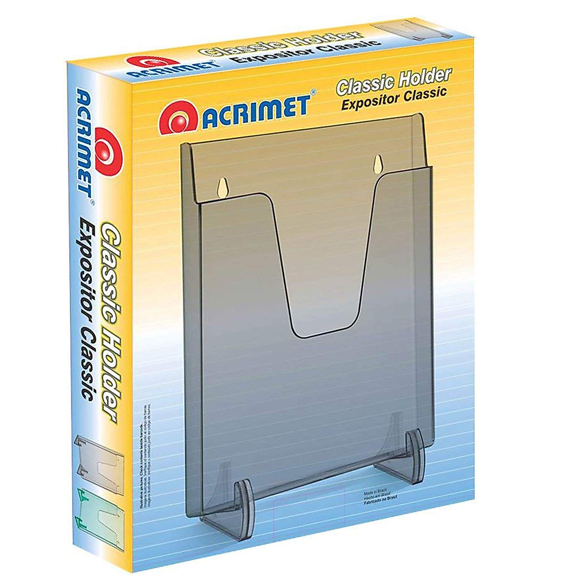 Acrimet Pocket File Holder Vertical Design Brochure Display (for Wall Mount or Countertop Use) (Removable Supports Included) (Letter Size) (Black Color)