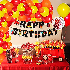 Red Yellow Orange Balloon Garland Arch Kit, 117PCS Red Orange Balloons Yellow Red Balloons Fall Party Decors for Boys Firefighter Fire Truck Birthday Baby Shower Wedding Party Decorations