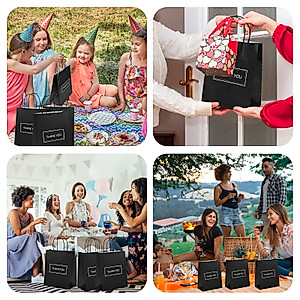 100 Pcs Thank You Paper Bags Bulk 8 x 4 x 10 Inch Thank You Gift Bags with Handle Shopping Merchandise Bag Merchant Bag for Small Business, Retail Shopping, Wedding, Party, Boutique (Black)