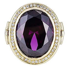 HKN1682 Designs Purple Amethyst Cubic Zirconia 14k Gold Plated Bishop Cross Ring (10)