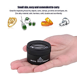 Lwuey 30X Optics Magnifying Loupes, Jewelry Loupe Microscope Pocket Glass Magnifier Portable Handheld Eye Loop Dome Desktop Seniors Reading Lens for Watch Repair Coins Stamps Scope Map Newspapers