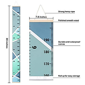 Growth Charts for Kids, Harebe Removable Canvas Wall Hanging Growth Height Chart for Home Decoration, Ruler Wall Decor for Kids, Child Boy Girl - Macaron Blue