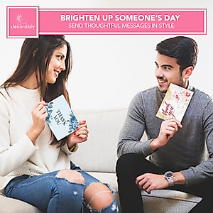 Decorably 24 Pack Assorted Thank You Cards with Envelopes & Stickers, 24 Unique Designs Blank Inside Variety Thank You Cards with Envelopes, 6x4in box of Thank You Cards Assorted