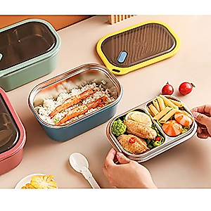 Gigicloud Stainless Steel Bento Box, Portable Lunch Box For Adult Stainless Steel Compartment Sealed Food Storage Containers