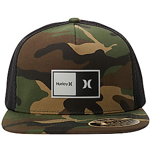 Hurley Mens Caps - Flat Brim Snapback Baseball Cap Standard Trucker Hats for Men, Size One Size, Camo/Black