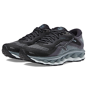 Mizuno Women's Wave Sky 7 Running Shoe, Black-Silverstar, 8