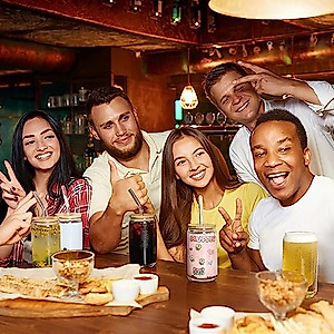 [ 12pcs Set ] Glass Cups with Bamboo Lids and Glass Straw - Beer Can Shaped Drinking Glasses, 16 oz Iced Coffee Glasses, Cute Tumbler Cup for Smoothie, Boba Tea, Whiskey, Water - 4 Cleaning Brushes