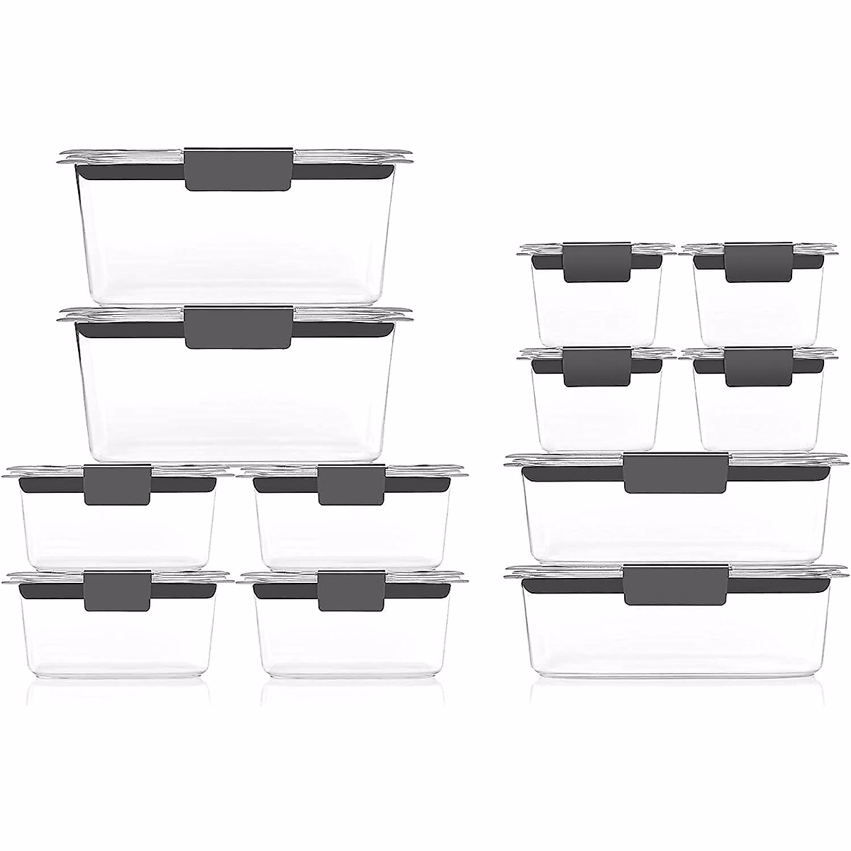 Rubbermaid Brilliance Food Storage Containers Plastic Containers with Lids BPA Free, Leak Proof Food Container, Clear, Two sets of 24 (48 pieces total)