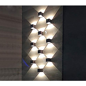 Pathson 20W Outdoor LED Wall Sconces 6000K White Light, Adjustable Aluminum Waterproof Exterior Wall Lights for Porch Garden Foyer Courtyard (Black, White Light)