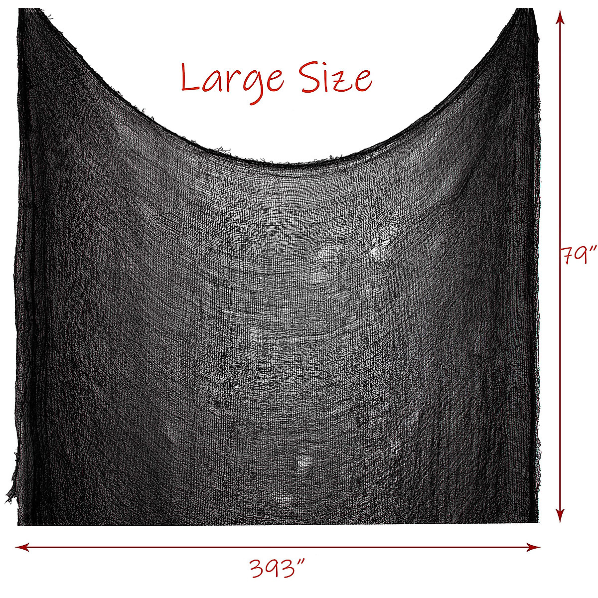 Moon Boat 393" x 79" Black Creepy Cloth + Spider Web - Halloween Decorations Haunted House Indoor Outdoor Party Decor