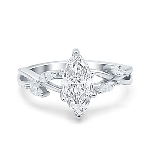 Blue Apple Co. Simulated Cubic Zirconia Size-9 Infinity Twist Marquise Art Deco Engagement Wedding Bridal Ring Round CZ 925 Sterling Silver