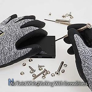 DEX FIT Level 5 Cut Resistant Gloves Cru553, 3D-Comfort Fit, Firm Grip, Thin & Lightweight, Touch-Screen Compatible, Durable, Breathable & Cool, Machine Washable; Grey L (9) 1 Pair