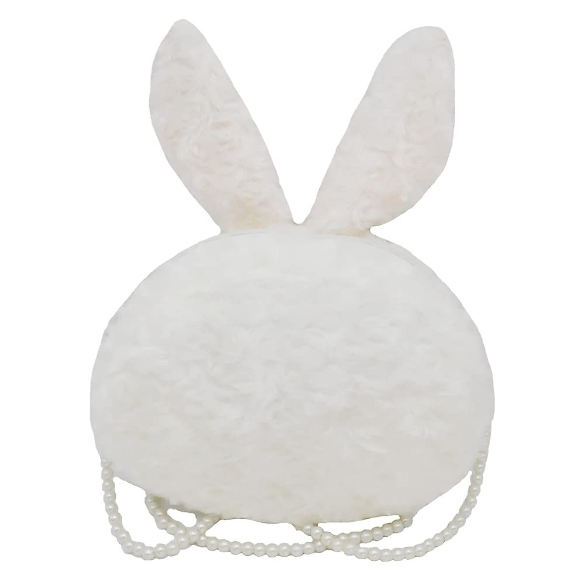 JIANEEXSQ Cute Bunny Crossbody Bag Kawaii Fluffy Plush Rabbit Animal Purse Lovely Lolita Girl Handbag Kids Teenagers Wallets (Pearl Chain), White