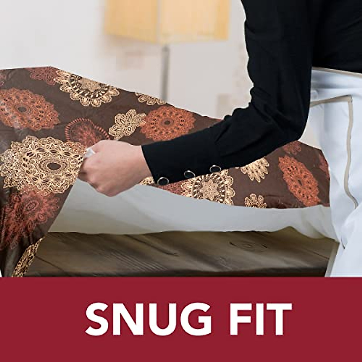 LAMINET Elastic Fitted Table Cover - Medallion - Large Round - Fits Tables up to 45-56” Diameter