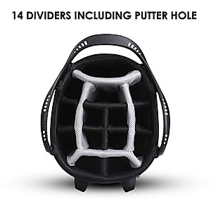 Yovital Golf Stand Bag 14 Way Top Dividers Ergonomic with Stand 8 Pockets, Dual Strap, Rain Hood (Black)