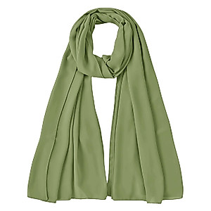 Premium Chiffon Hijab Head Scarf Shawl Wrap for Muslim Women Lightweight (Light Olive)