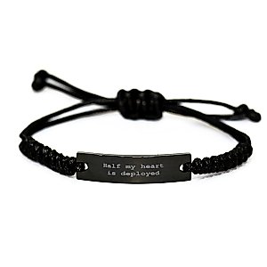 Father's Day Gift,deployment bracelet, half my heart is deployed, military wife, military girlfriend, deployment jewelry, military jewelry