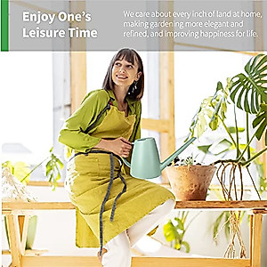 Decwxon Watering Can for Indoor Plants Garden Flower, Modern Outdoor Plants Small Watering Can,Detachable Long Spout Water can 1.8L 60oz 1/2 Gallon (Green)