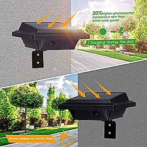 UniqueFire 40LED Outdoor Solar Lights Solar-Powered LED Garden Wall Lamp Plastic Solar Light Waterproof for Walkways Stairways (8PCS Black_Warm White)