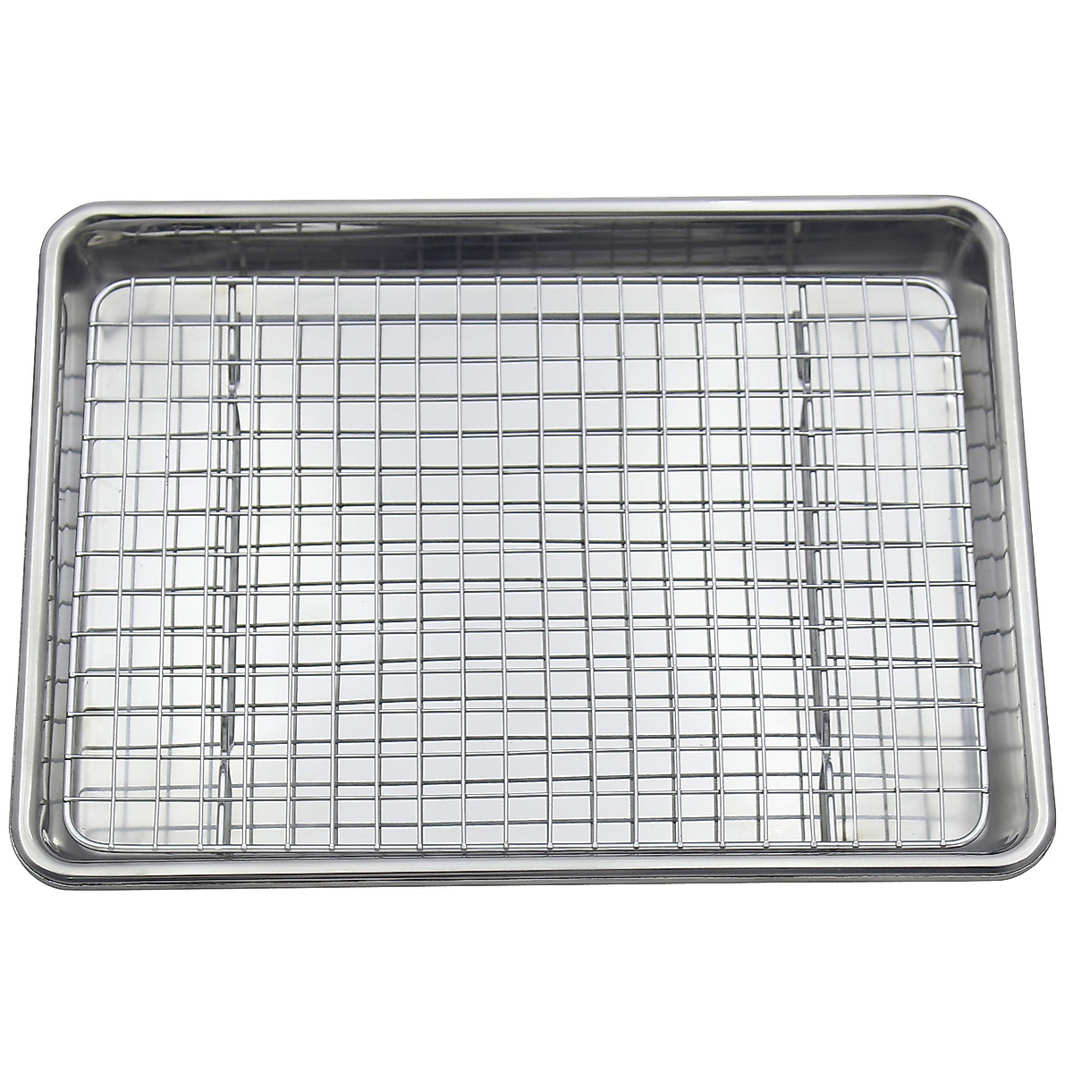 Checkered Chef Baking Sheet Set - Large 13" x 9.5" Stainless Steel Quarter Pan for Baking w/Oven Safe Cooling Rack