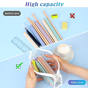 salbsever 4 Pcs Clear Pencil Bag Pencil Case with Zipper Pen Pouch Transparent Marker Pouch Pencil Case Travel Toiletry Cosmetic Makeup Bag Pencil Storage Bag Multifonction Organizer Bag for Adults