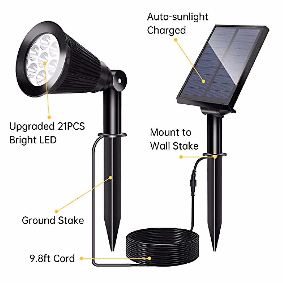 MGKZ Solar Spot Lights Outdoor, Multi-Color Waterproof Solar Landscape Lighting RGB Spotlights Solar Outdoor Lights Halloween Christmas Decoration Lights for Garden Backyard Pool Flag, 2 Pack