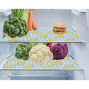 Shelf Liner for Kitchen Cabinets 15 Inch Wide X 20 Ft Non Adhesive Cabinet Drawer Liners for Shelves Non Slip Waterproof Lemon Printed Mat for Closet Bathroom Pantry Cupboard Refrigerator