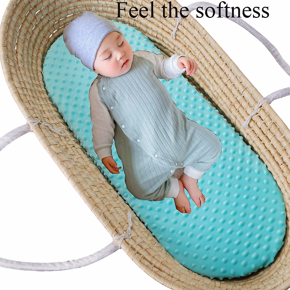 Minky Bassinet Sheet Set 2 Pack Stretch Fitted Cradle Sheets,Ultra Soft Thick Universal Fit Oval Rectangle Hourglass Pad/Mattress, for Baby Girls and Boys Grey Green