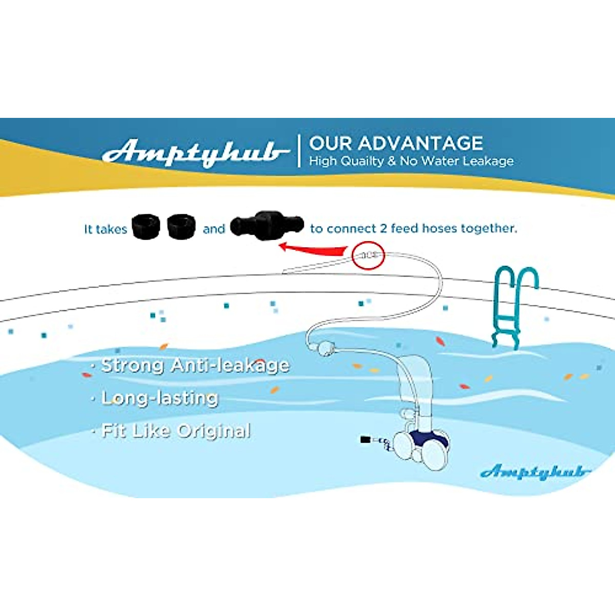 Amptyhub 3900 Sport, 280, 380 Pool Cleaner Hose Swivel D21 Replacement For Zodiac Polaris 3900 Sport, 280 Black Max F5B, TR35P Pool Cleaners (3 Pack)