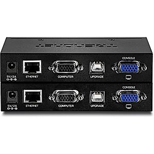 TRENDnet KVM Extension Kit, Extend Keyboard/Video/Mouse Controls, up to 100 Meters (328 ft.), Hot-Keys, Transmitter, Receiver, PS/2, VGA, TK-EX4