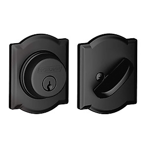 SCHLAGE Lock Company B60CAM622 Series Deadbolt Camelot Rose Single Cylinder Deadbolt, Matte Black